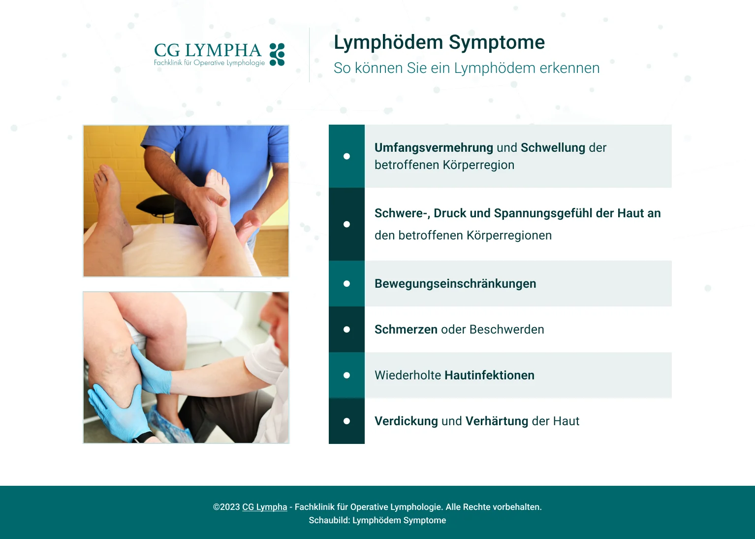 Lymphödem Symptome | CG Lympha